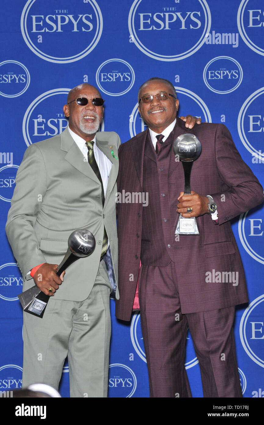 LOS ANGELES, CA. July 16, 2008: John Carlos (left) & Tommie Smith at ...