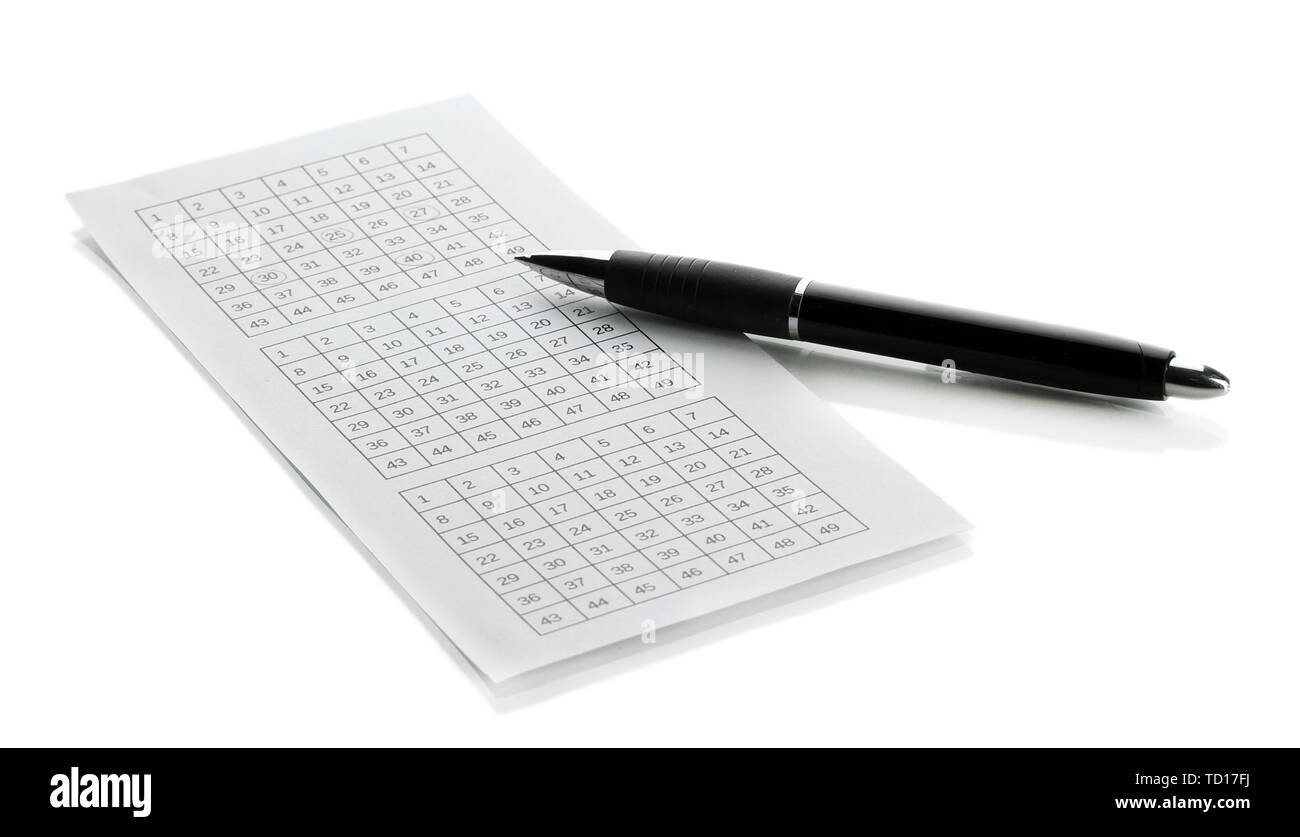 Lottery ticket and pen, isolated on white Stock Photo - Alamy