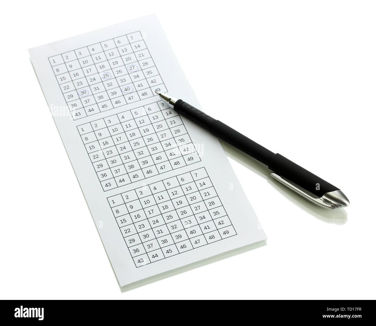Lottery ticket and pen, isolated on white Stock Photo - Alamy