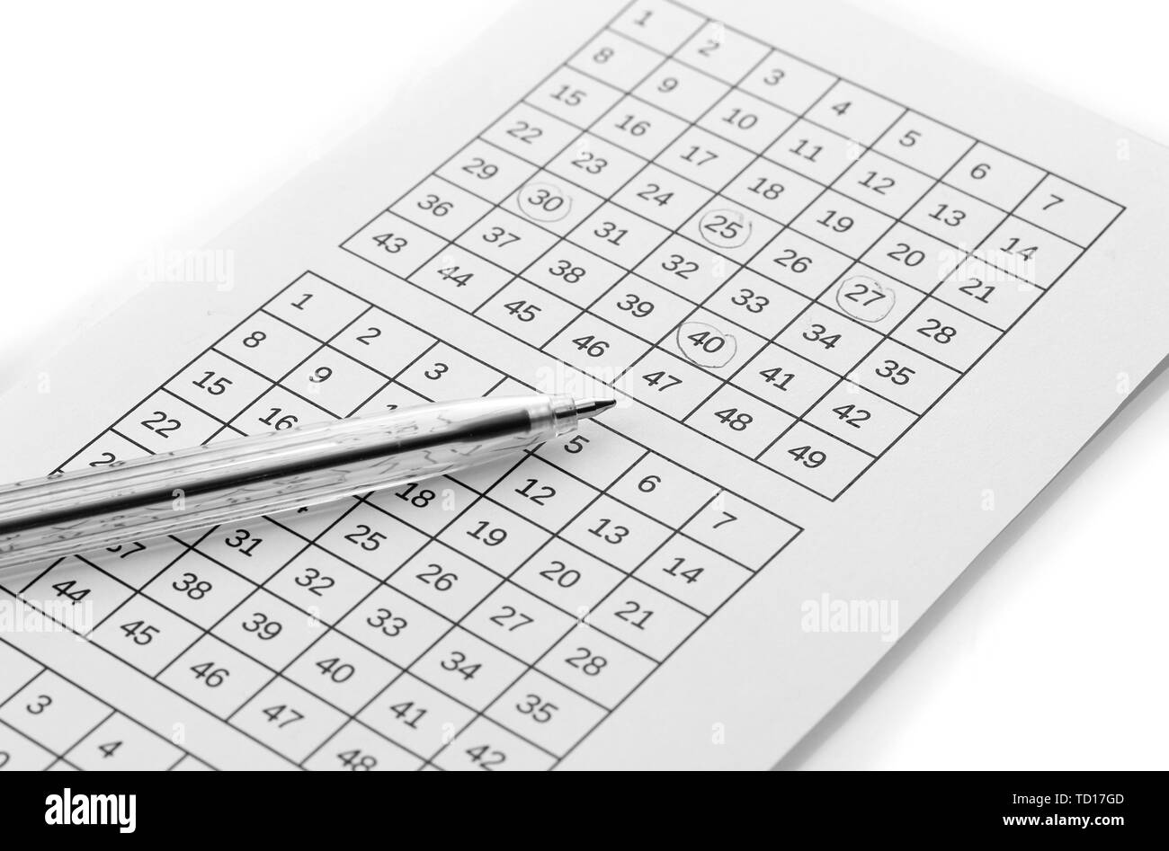 Lottery sheet Black and White Stock Photos & Images - Alamy