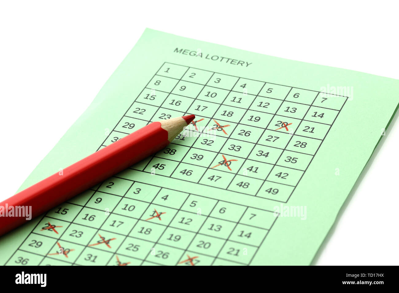 Lottery ticket and pencil, isolated on white Stock Photo - Alamy