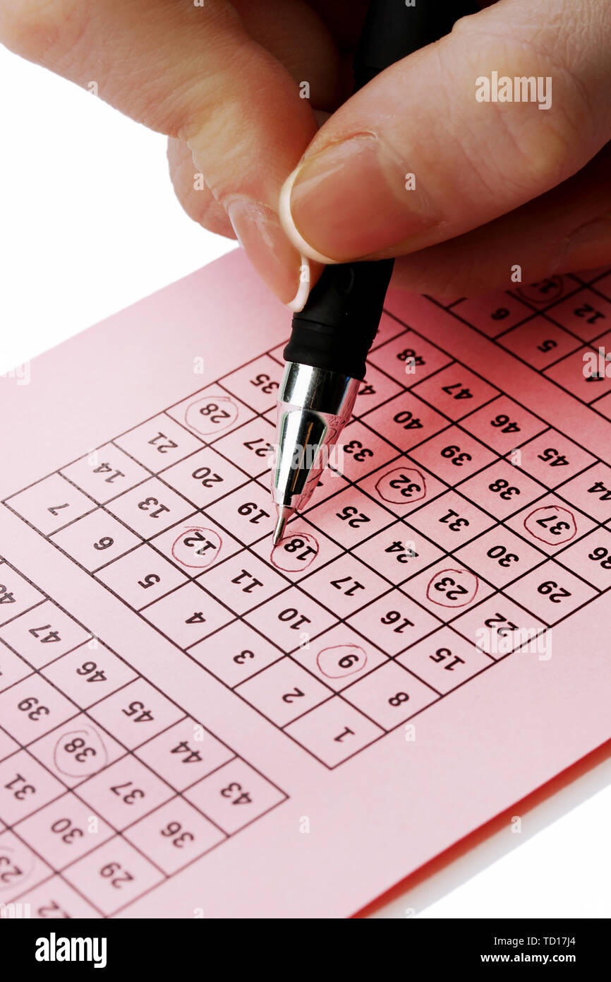 Closeup of lotto ticket during the marking of numbers Stock Photo - Alamy