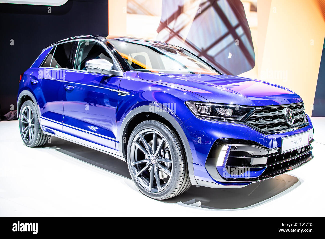 Geneva, Switzerland, March 05, 2019: metallic blue high-performance ...