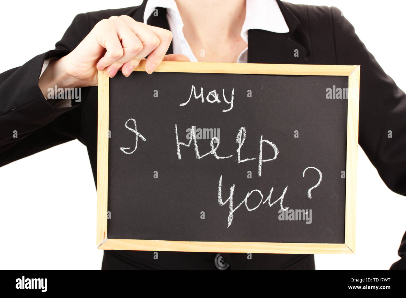 Young woman holding sign May Stock Photo - Alamy