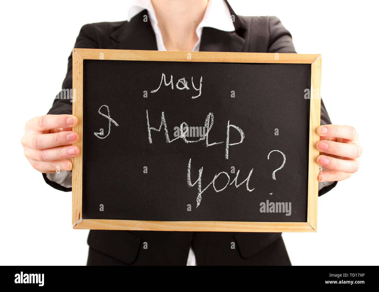 Young woman holding sign May Stock Photo - Alamy