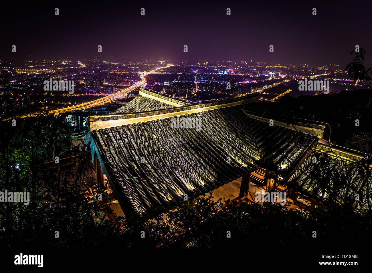 Night View of Wangcheng Pavilion, Hangzhou Stock Photo - Alamy