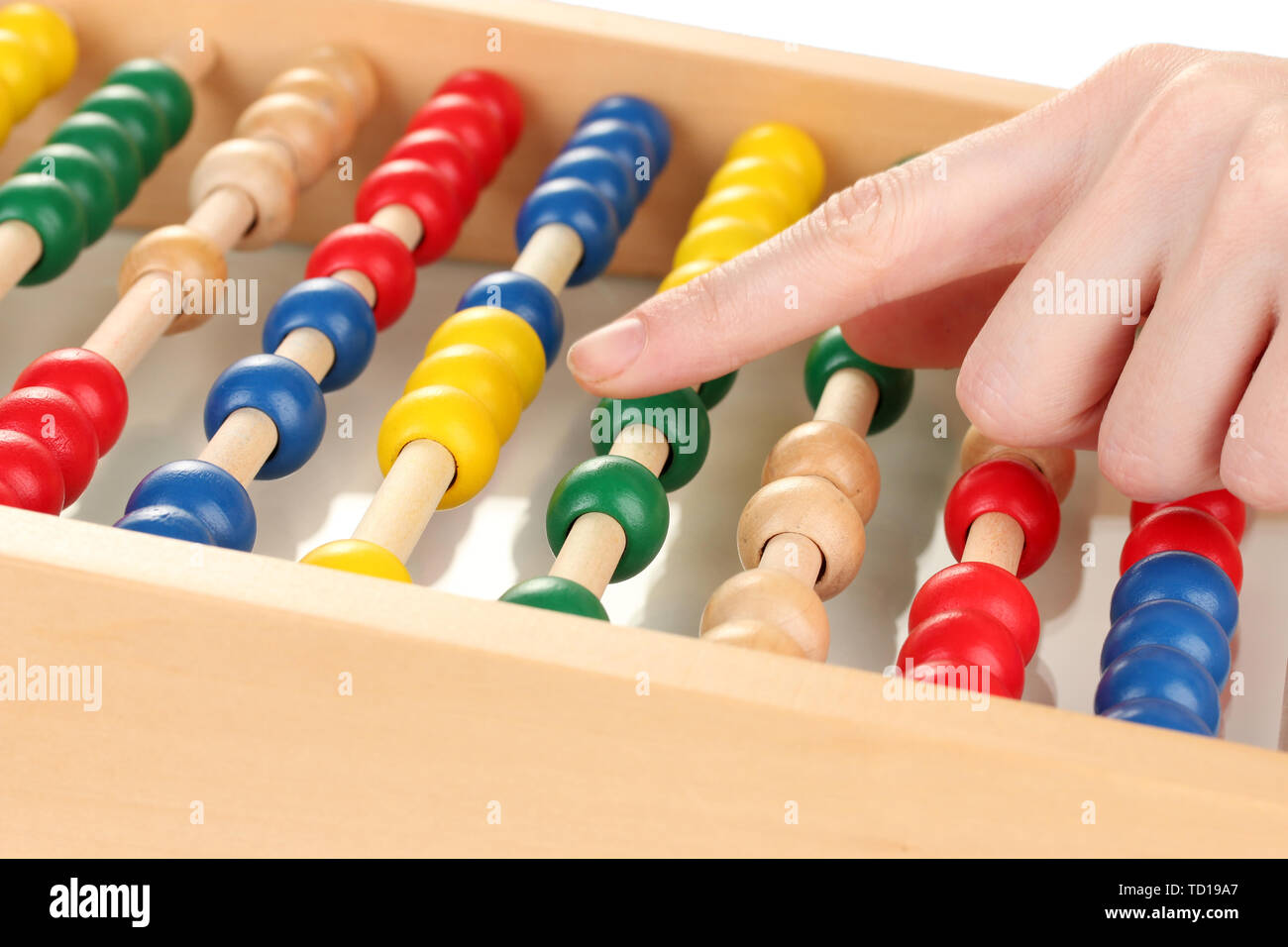 Accountant counting on abacus, isolated on white Stock Photo - Alamy