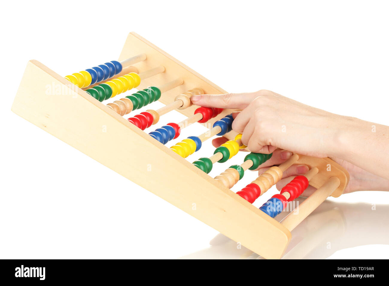 Accountant counting on abacus, isolated on white Stock Photo - Alamy