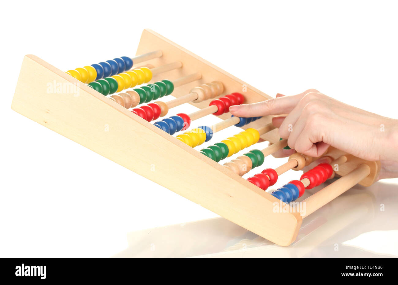 Accountant counting on abacus, isolated on white Stock Photo - Alamy