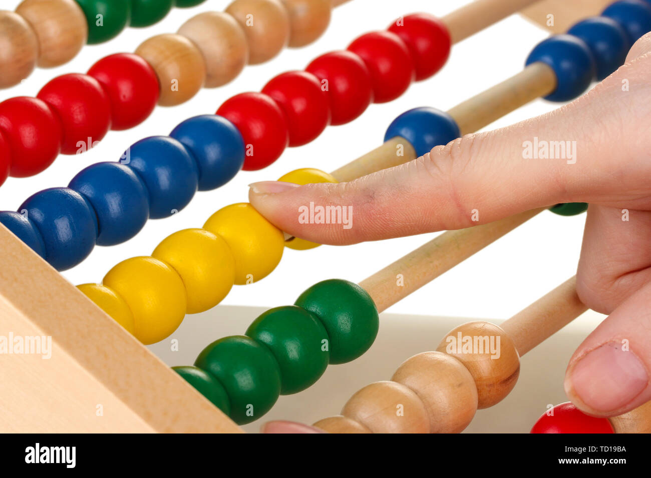 Accountant counting on abacus, close up Stock Photo - Alamy