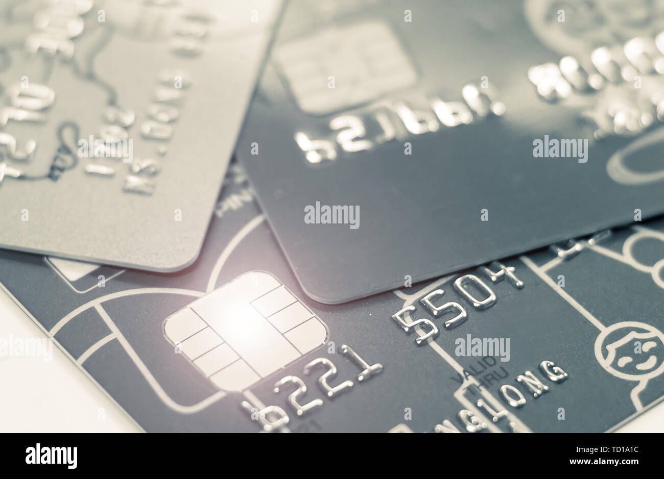 Credit card on grey background Stock Photo - Alamy