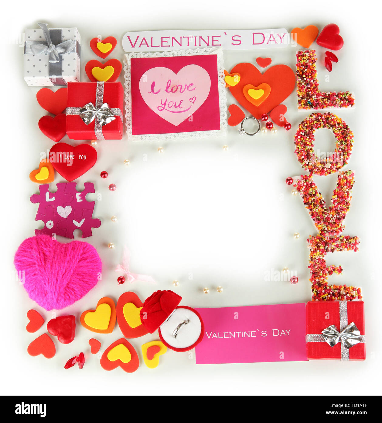 Composition Valentine's Day isolated on white Stock Photo - Alamy