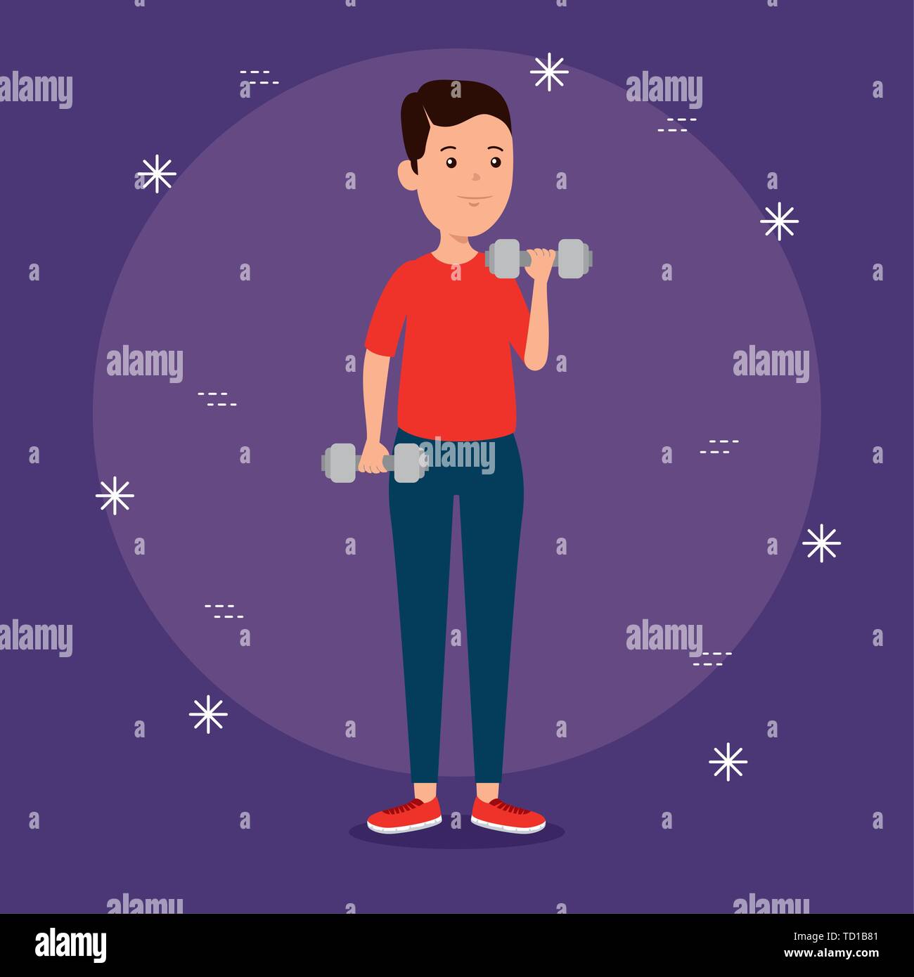 boy practice dumbbells exercise activity Stock Vector Image & Art - Alamy
