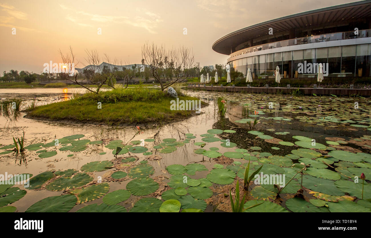 Sunset at Jincheng Lake, Chengdu Stock Photo - Alamy