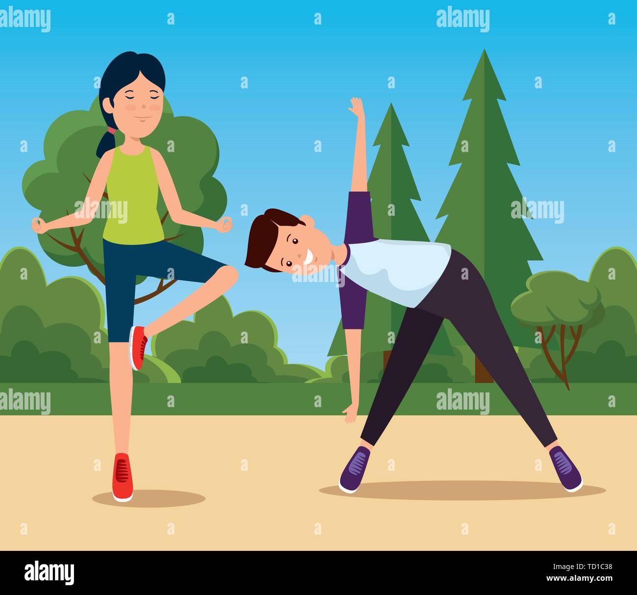 girl and boy practice exercise activity Stock Vector Image & Art - Alamy