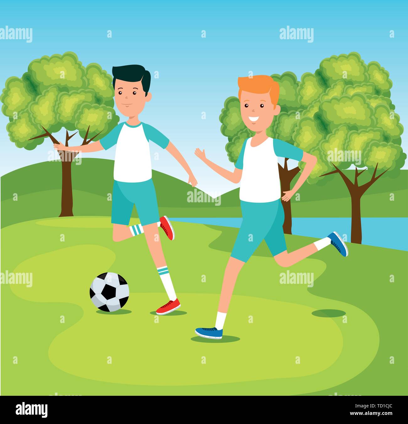 boys playing and training soccer activity Stock Vector Image & Art - Alamy