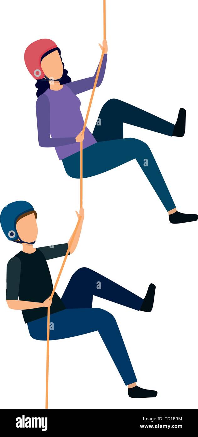 young couple climbing with ropes characters Stock Vector Image & Art ...