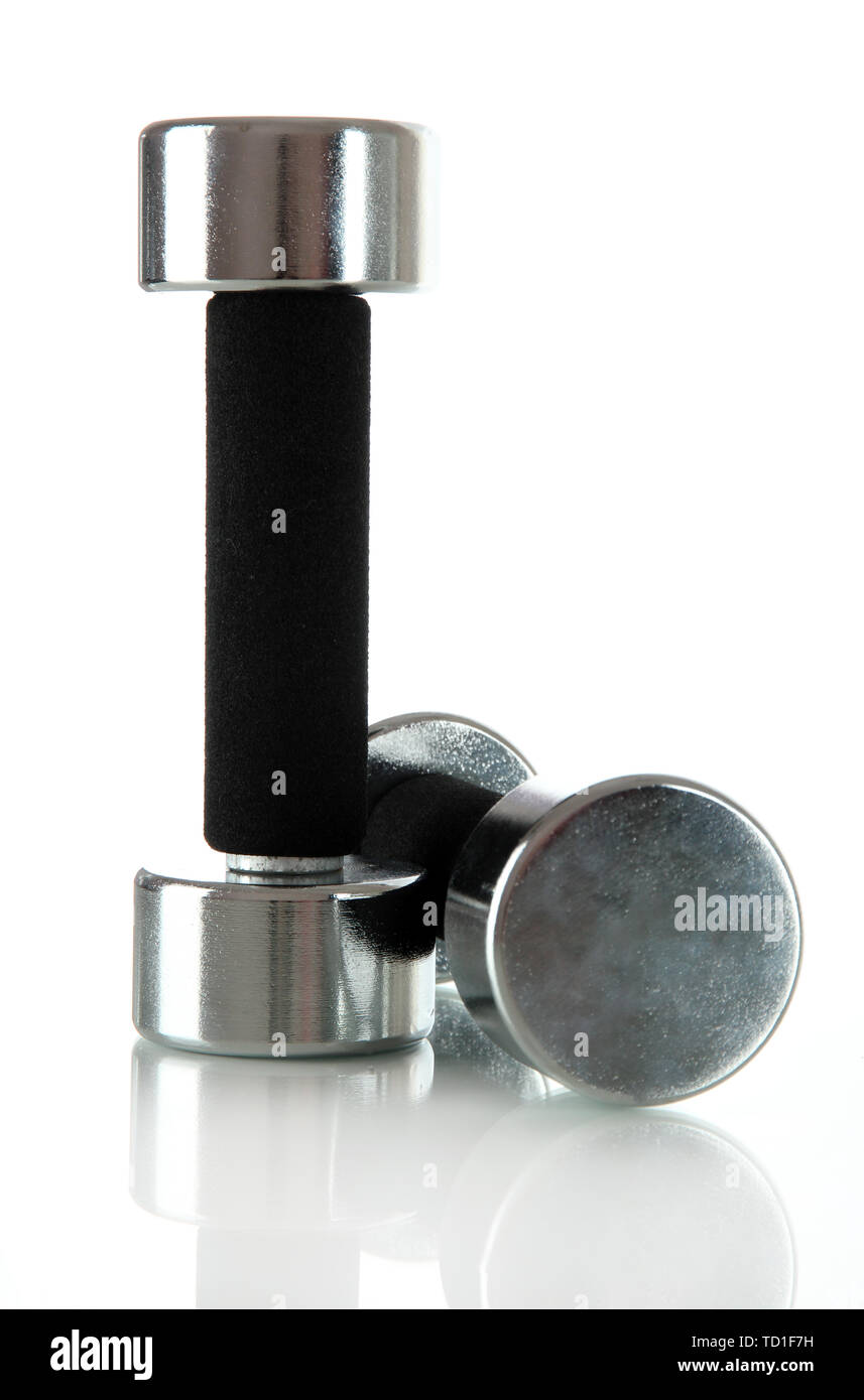Dumbbells isolated on white Stock Photo - Alamy