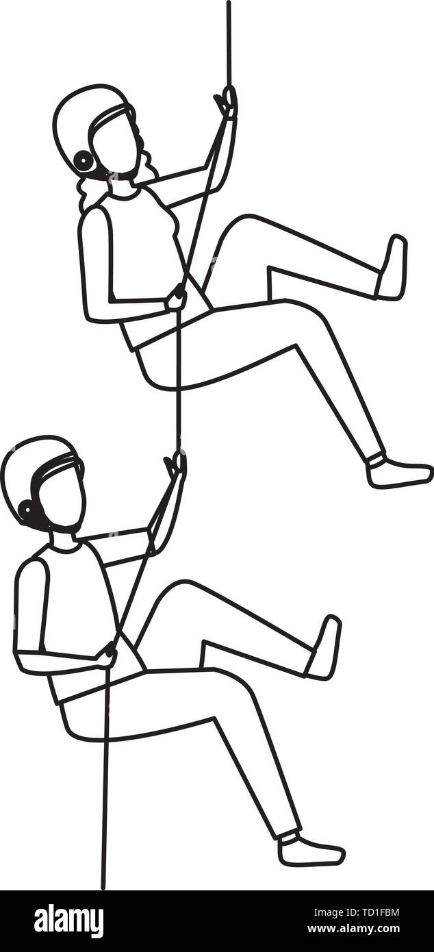 young couple climbing with ropes characters Stock Vector Image & Art ...