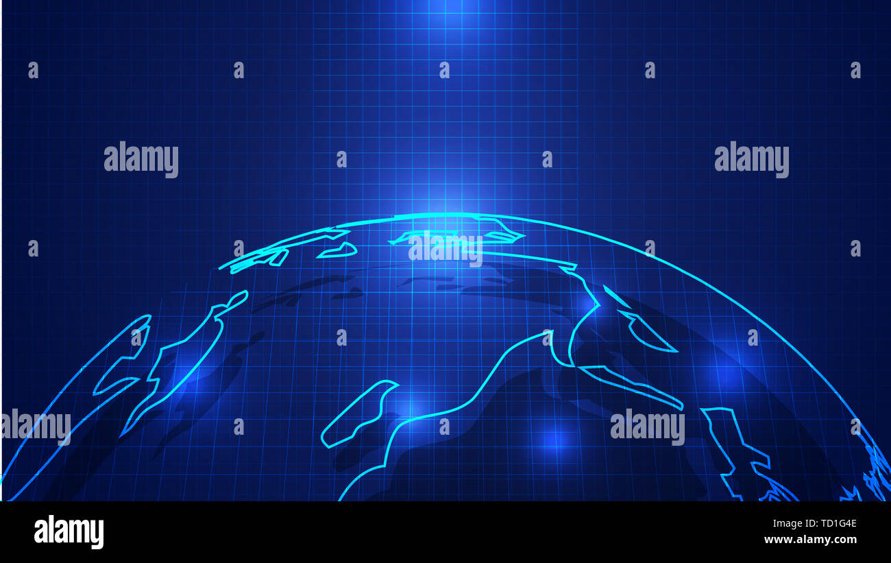 Dark blue technology earth, globalization, internationalization ...