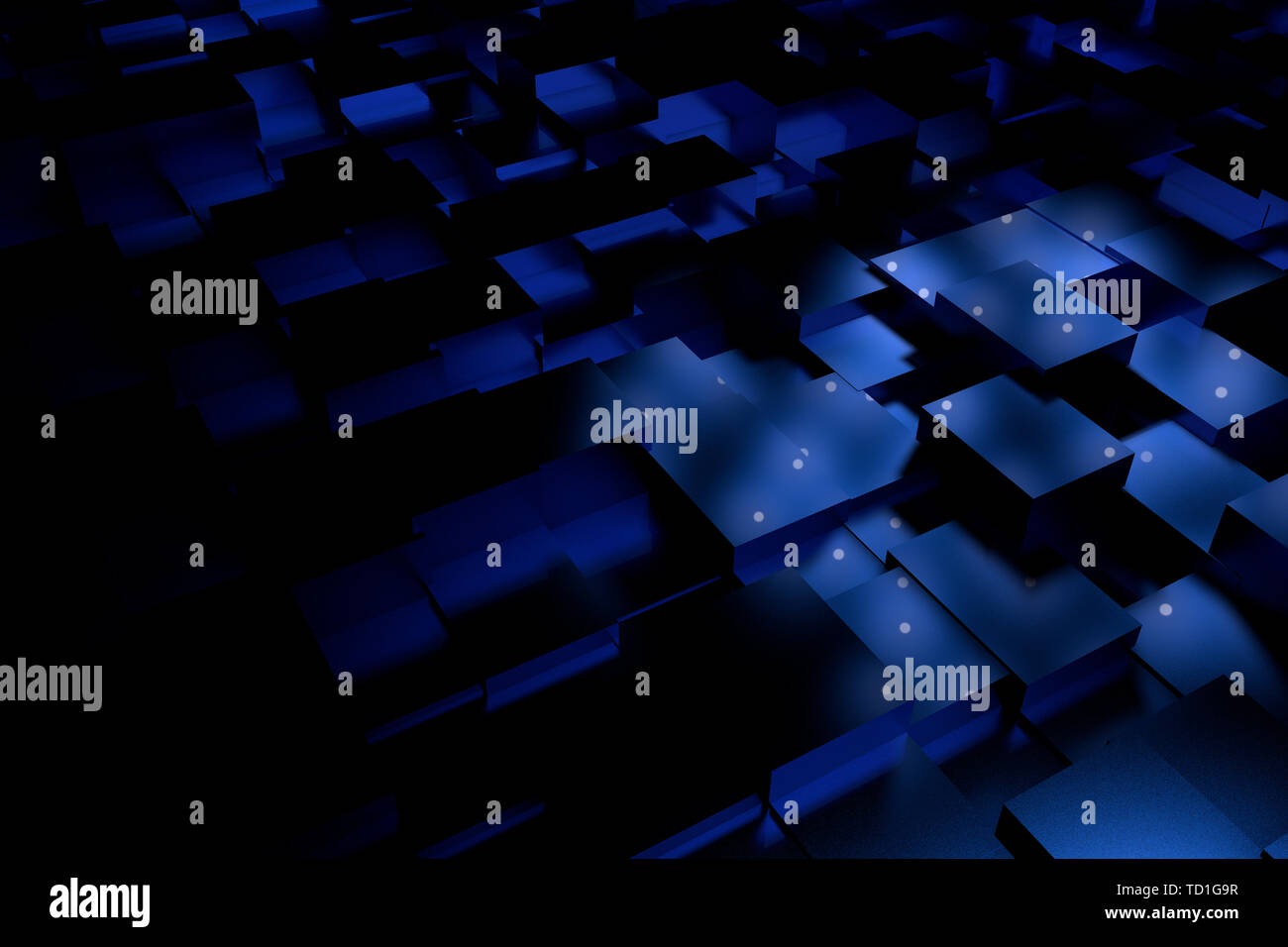 Dark blue tech-sensitive cube Stock Photo - Alamy