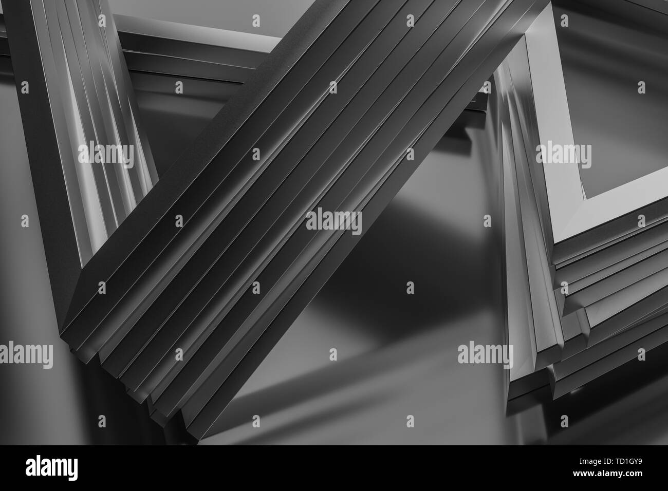 3D rendering,triangular metal frame,the metal texture Stock Photo - Alamy