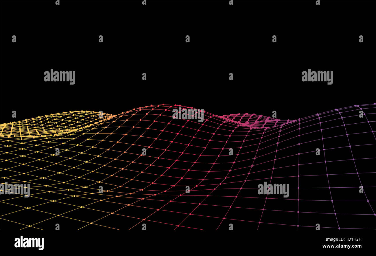 Abstract vector three-dimensional digital terrain of big data concept ...