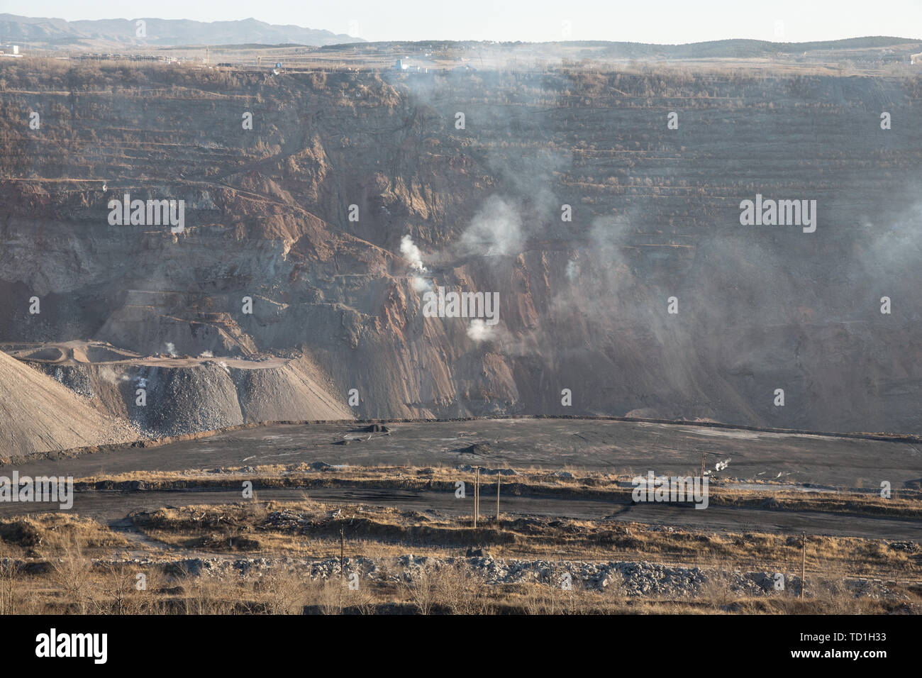 Scene of Environmental Pollution Damage in Fuxin Open-pit Coal Mine ...