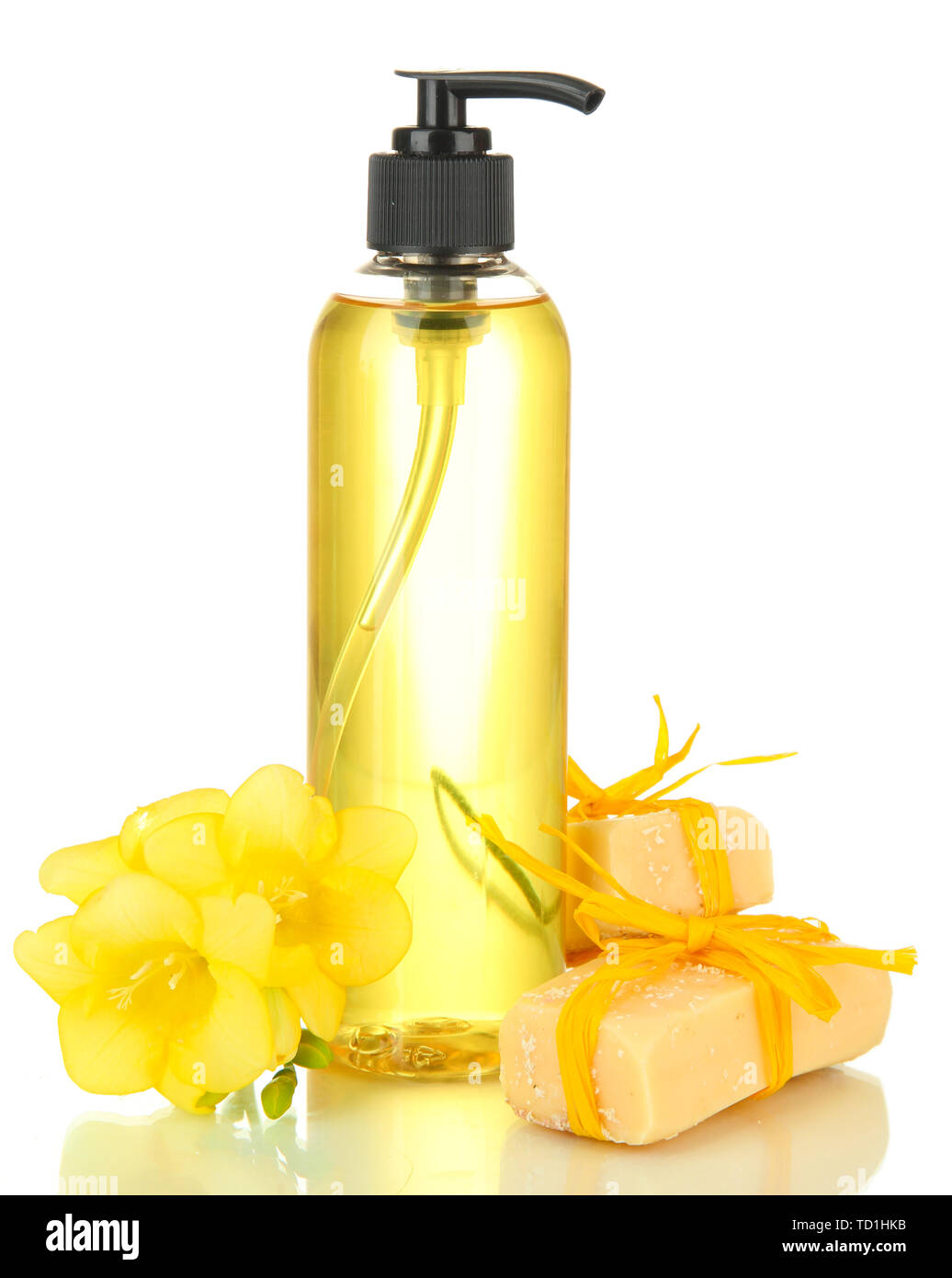 Liquid and hand-made soaps isolated on white Stock Photo - Alamy