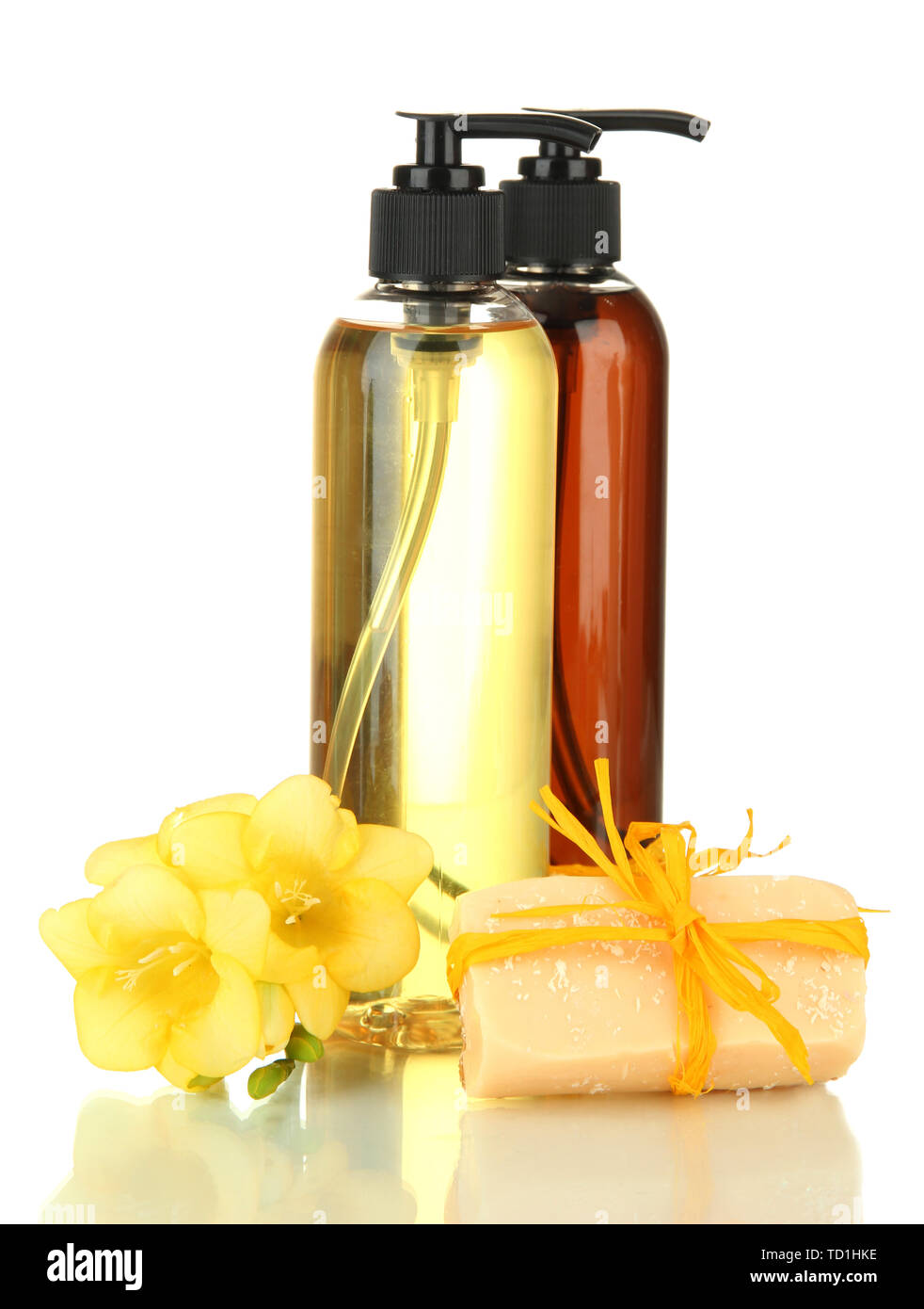 Liquid and hand-made soaps isolated on white Stock Photo - Alamy