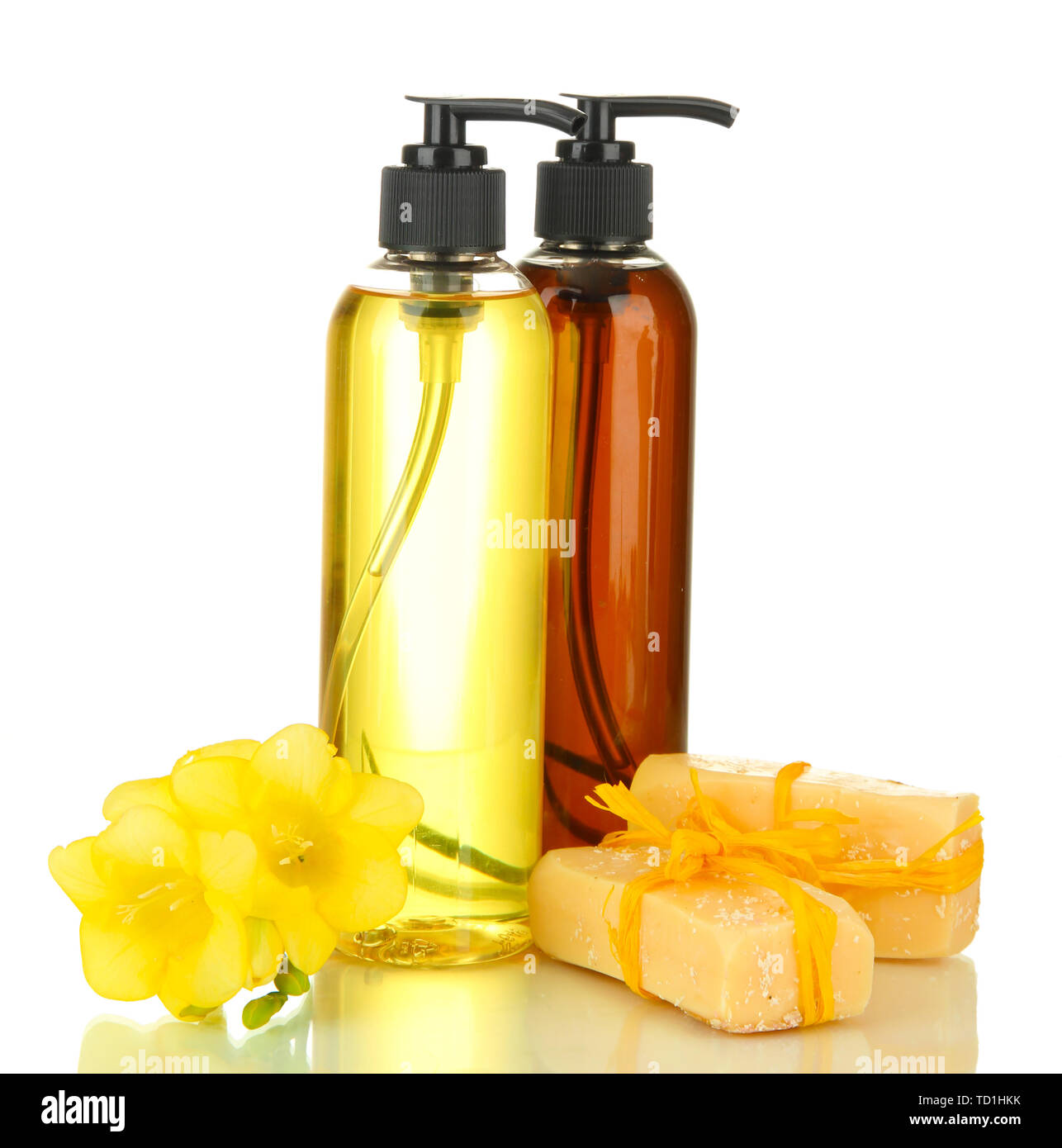 Liquid and hand-made soaps isolated on white Stock Photo - Alamy