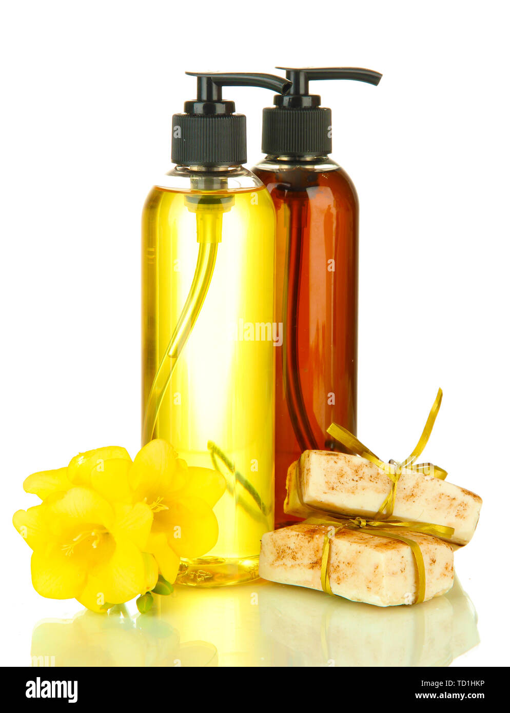 Liquid and hand-made soaps isolated on white Stock Photo - Alamy