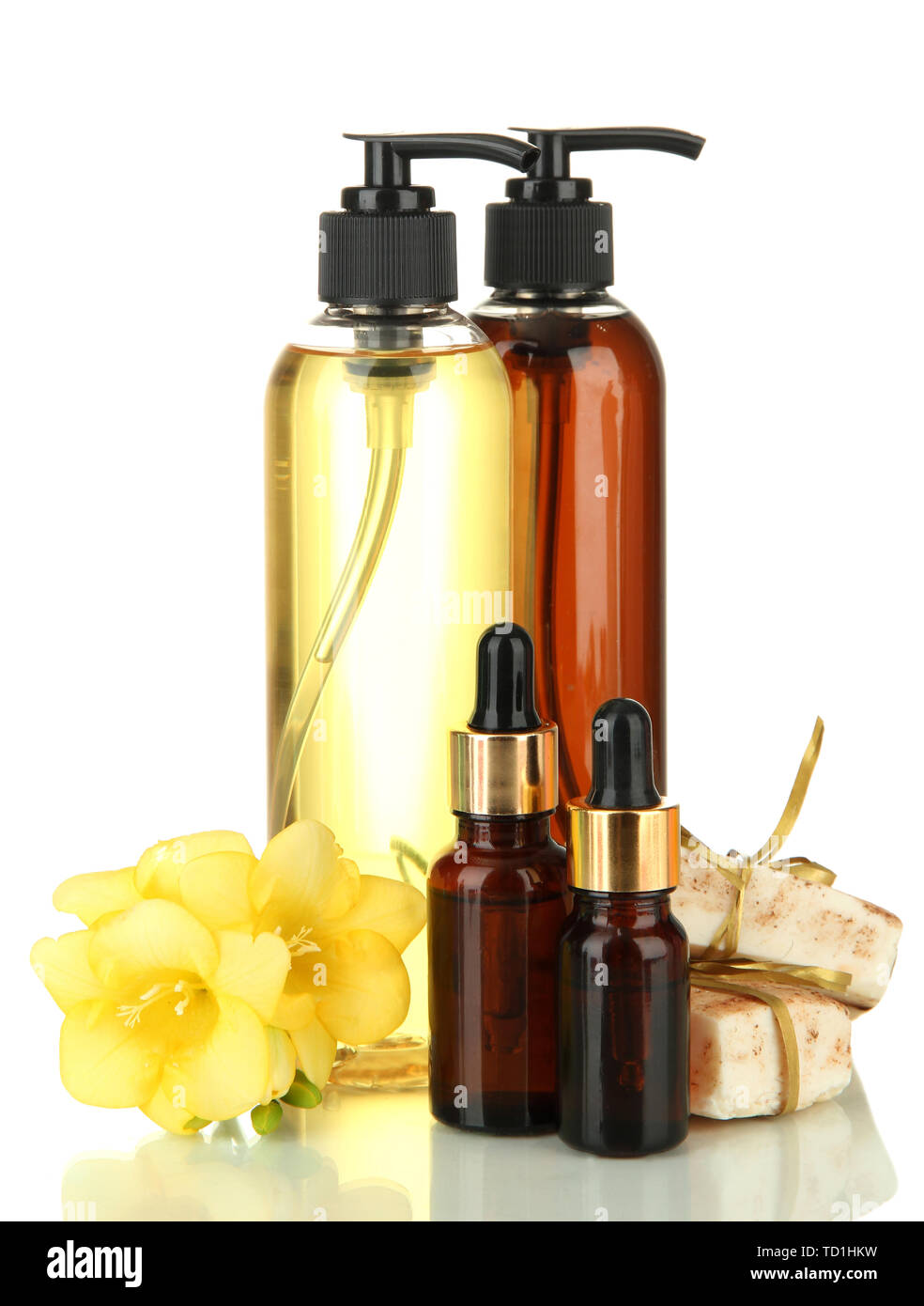 Liquid and hand-made soaps isolated on white Stock Photo - Alamy