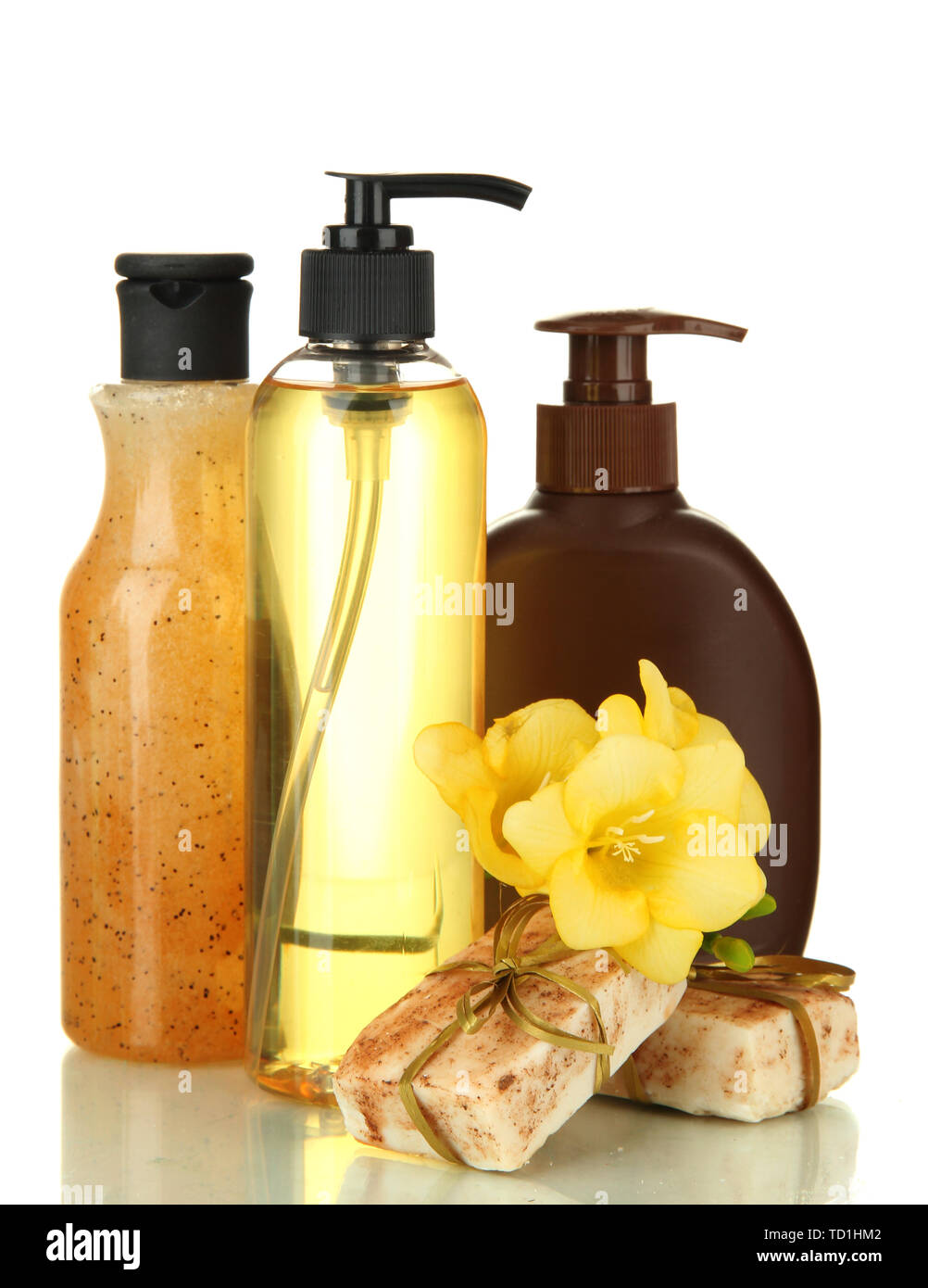 Liquid and hand-made soaps isolated on white Stock Photo - Alamy