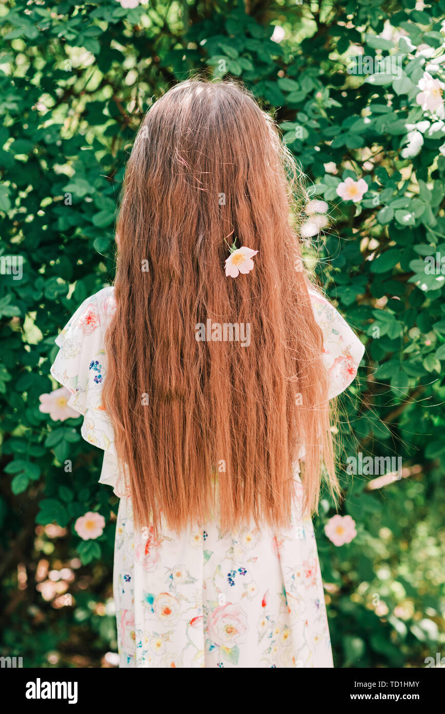 Curly Long Hair Back View