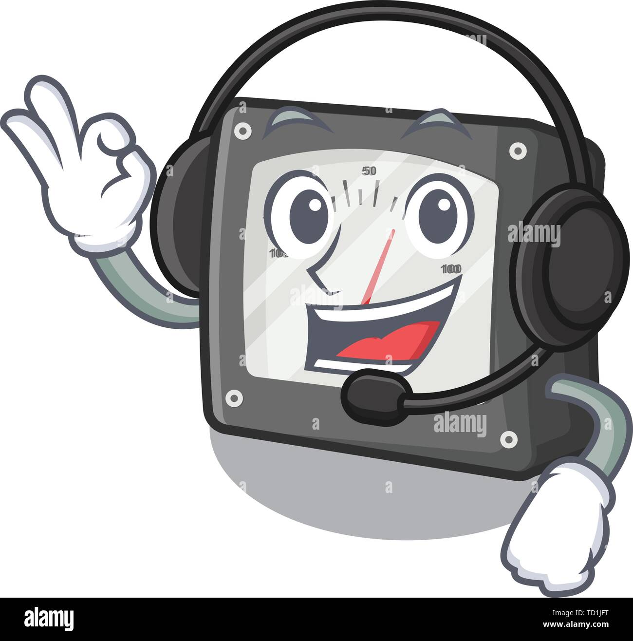 With headphone amperage meter above the cartoon table Stock Vector ...