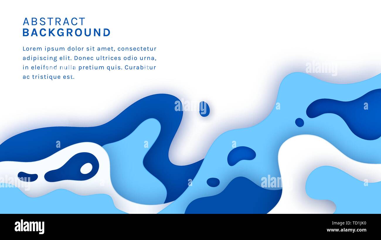 Sea paper cut background with copy space. Abstract vector banner with ...