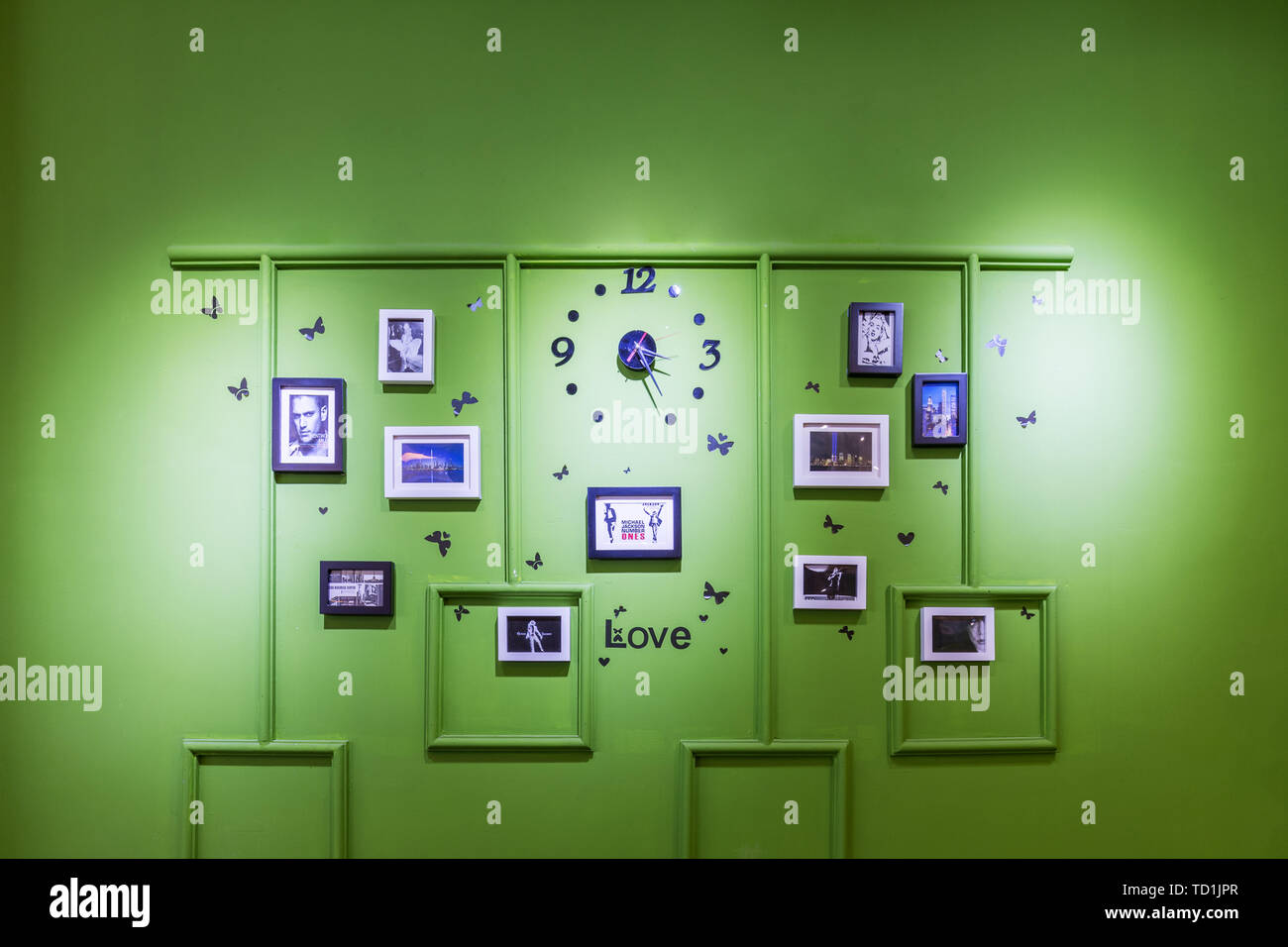 wall with abstract signs in modern shopping mall Stock Photo - Alamy