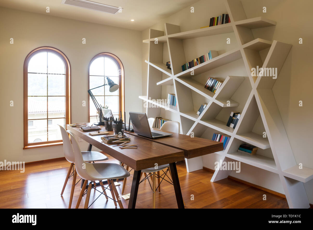 Interior of modern reading room Stock Photo - Alamy
