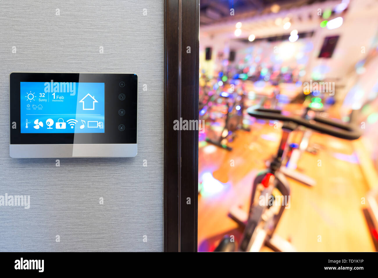 smart screen with smart home with modern gym Stock Photo - Alamy