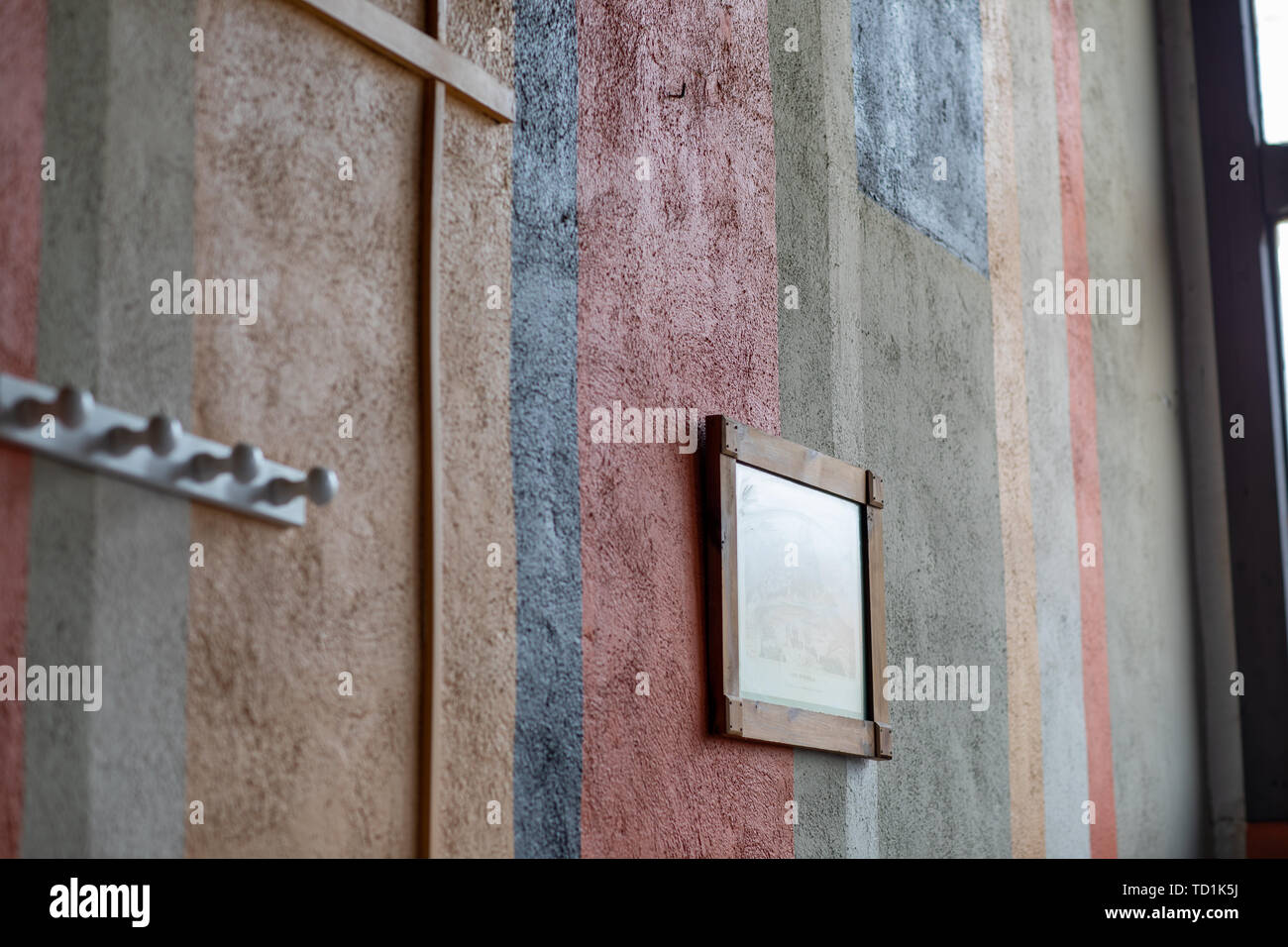 Coat rack and wall box with different colors and texture with relief ...