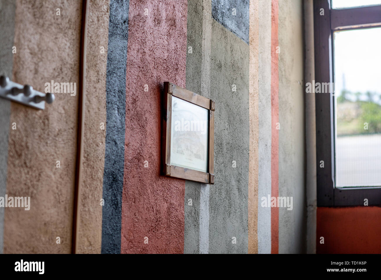 Coat rack and wall box with different colors and texture with relief ...