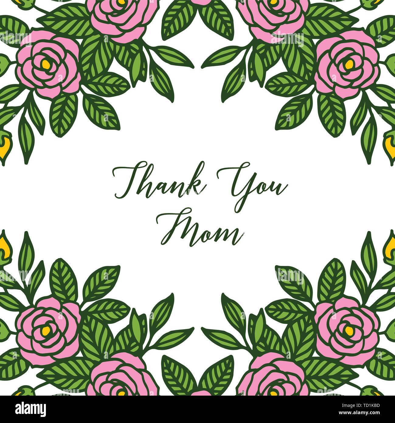 Vector illustration decorative of card thank you mom with pattern art ...