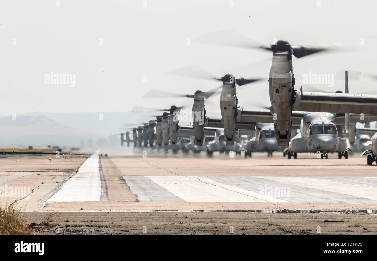 U.S. Marine Corps MV-22B Ospreys with Marine Medium Tiltrotor Squadron ...