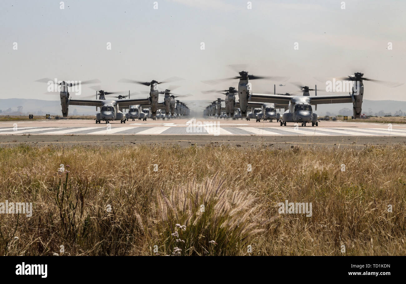 U.S. Marine Corps MV-22B Ospreys with Marine Medium Tiltrotor Squadron ...