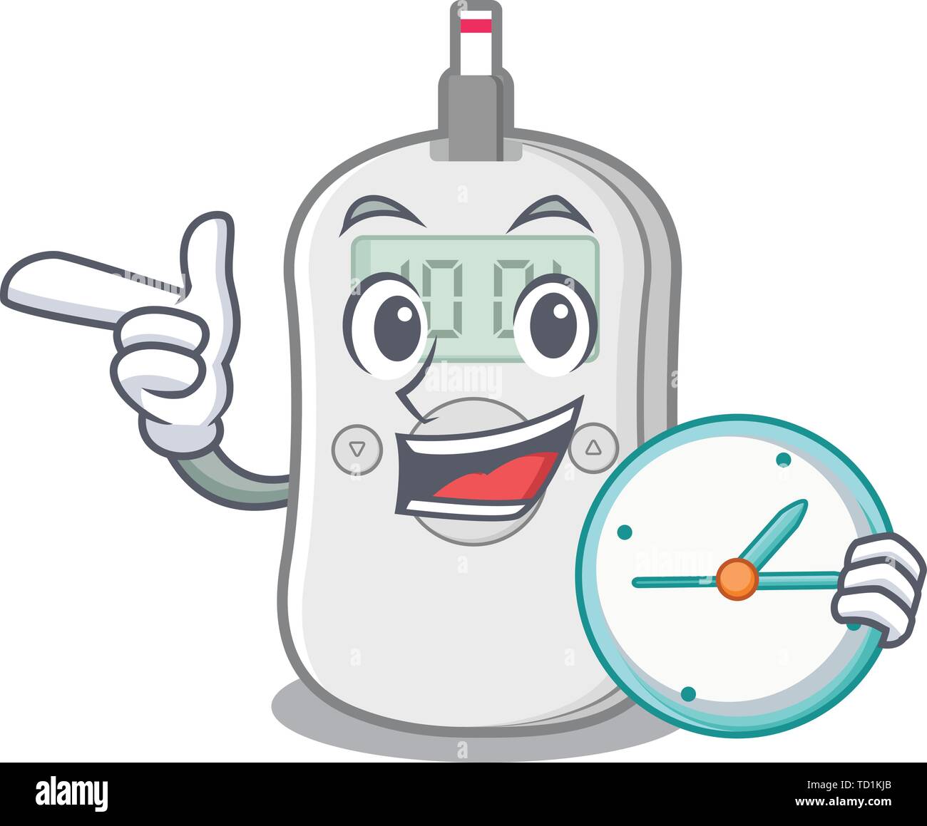 With clock diabetes check machine isolated the cartoon Stock Vector ...
