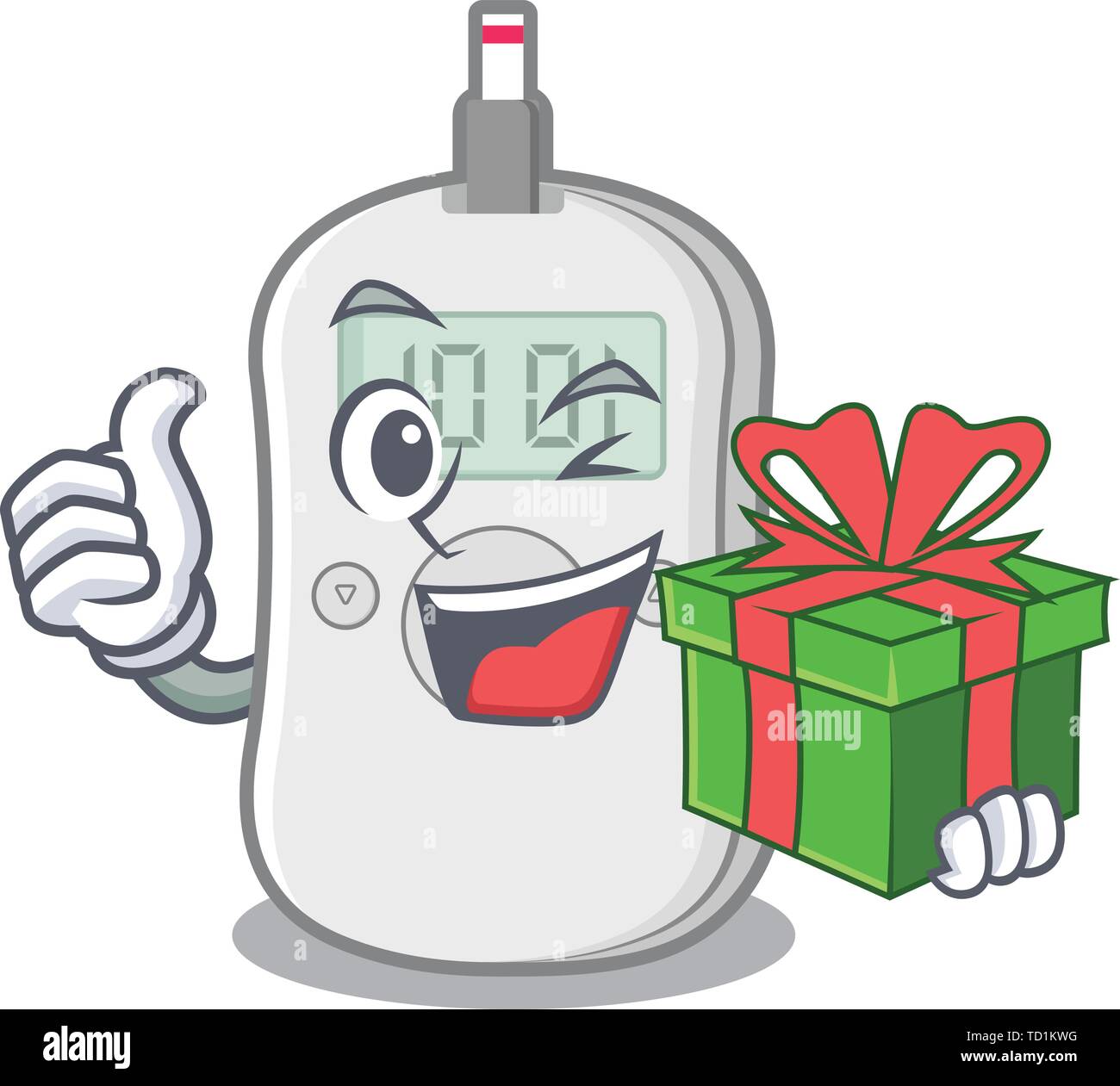 With gift diabetes check machine cartoon medicine box Stock Vector ...