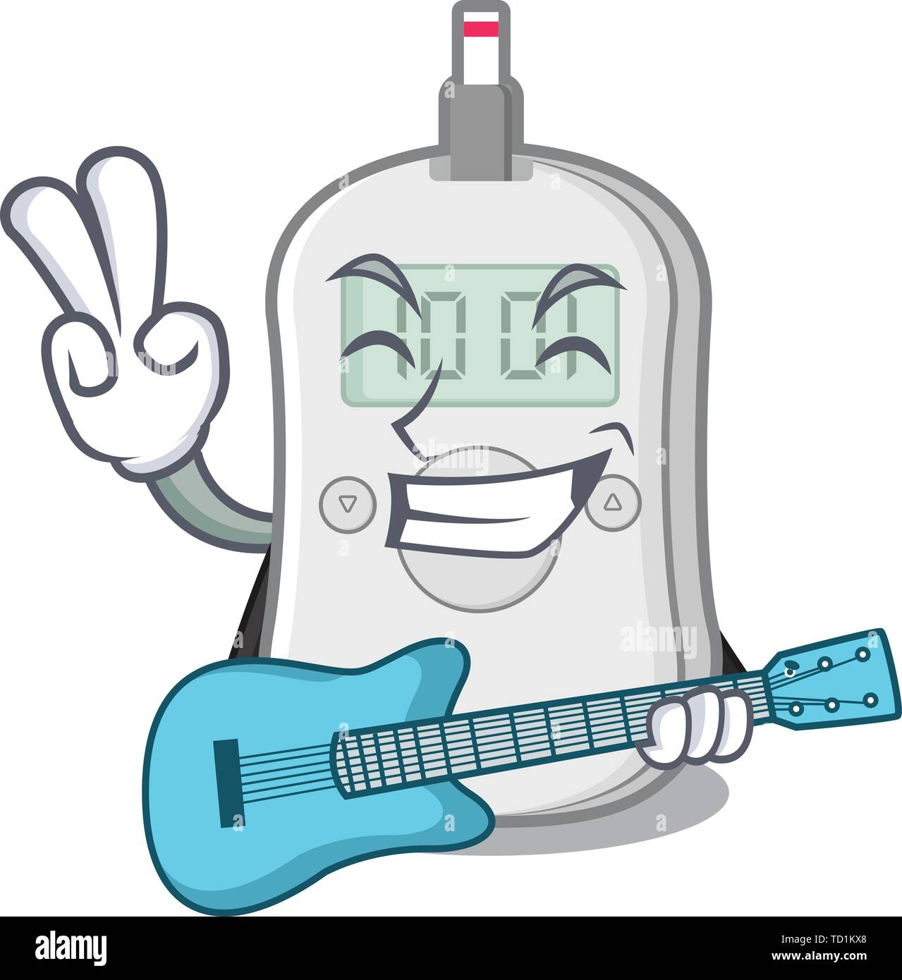 With guitar diabetes check machine cartoon medicine box Stock Vector ...