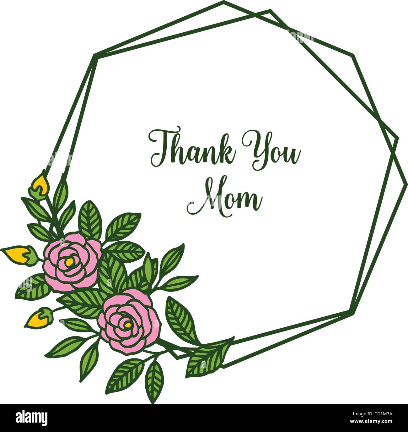 Vector illustration poster thank you mom with various artwork pink ...