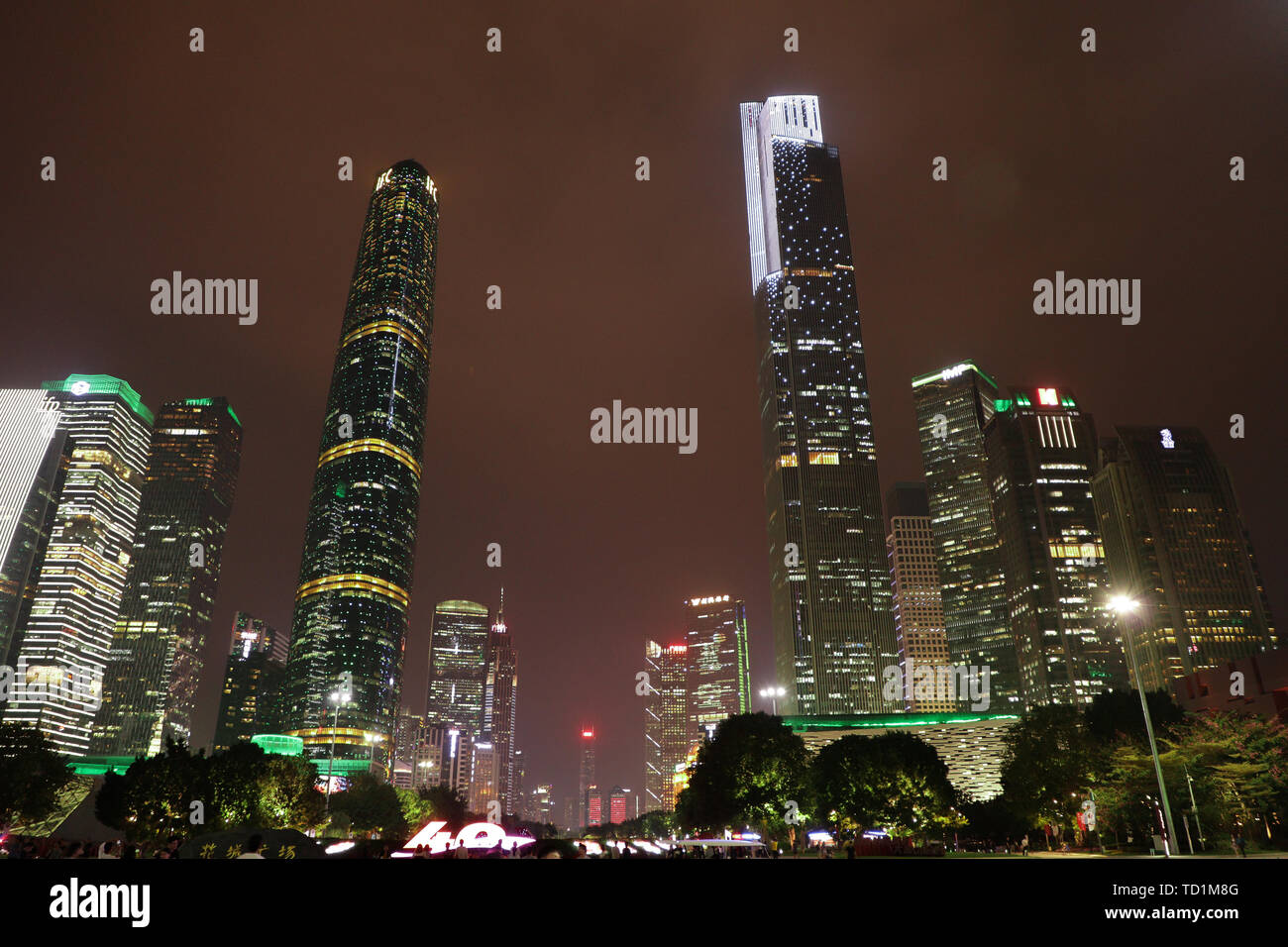 Night view of Pearl River New City Stock Photo - Alamy